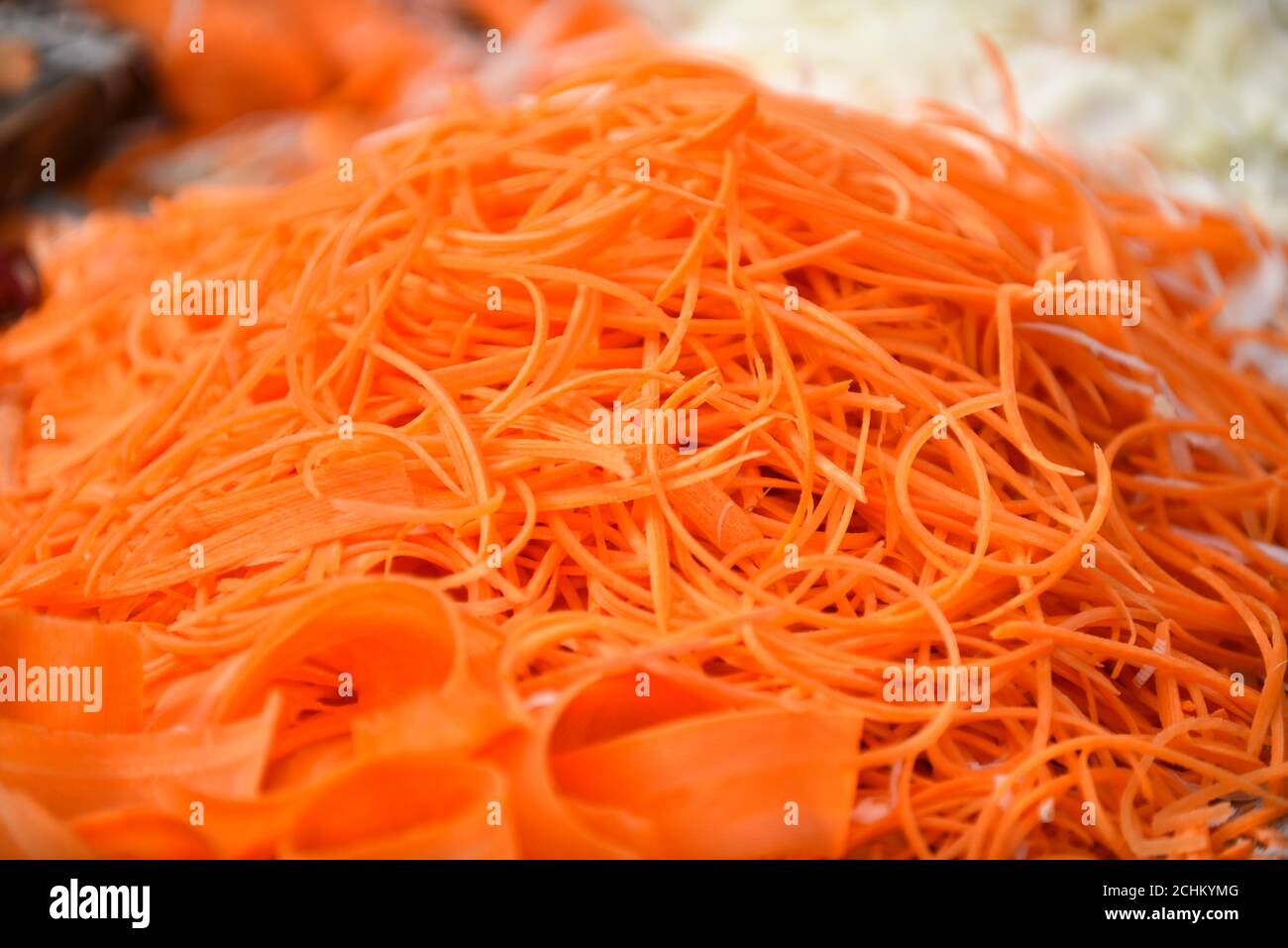 Grated vegetables as healthy food ingredients for cooking in full frame ...