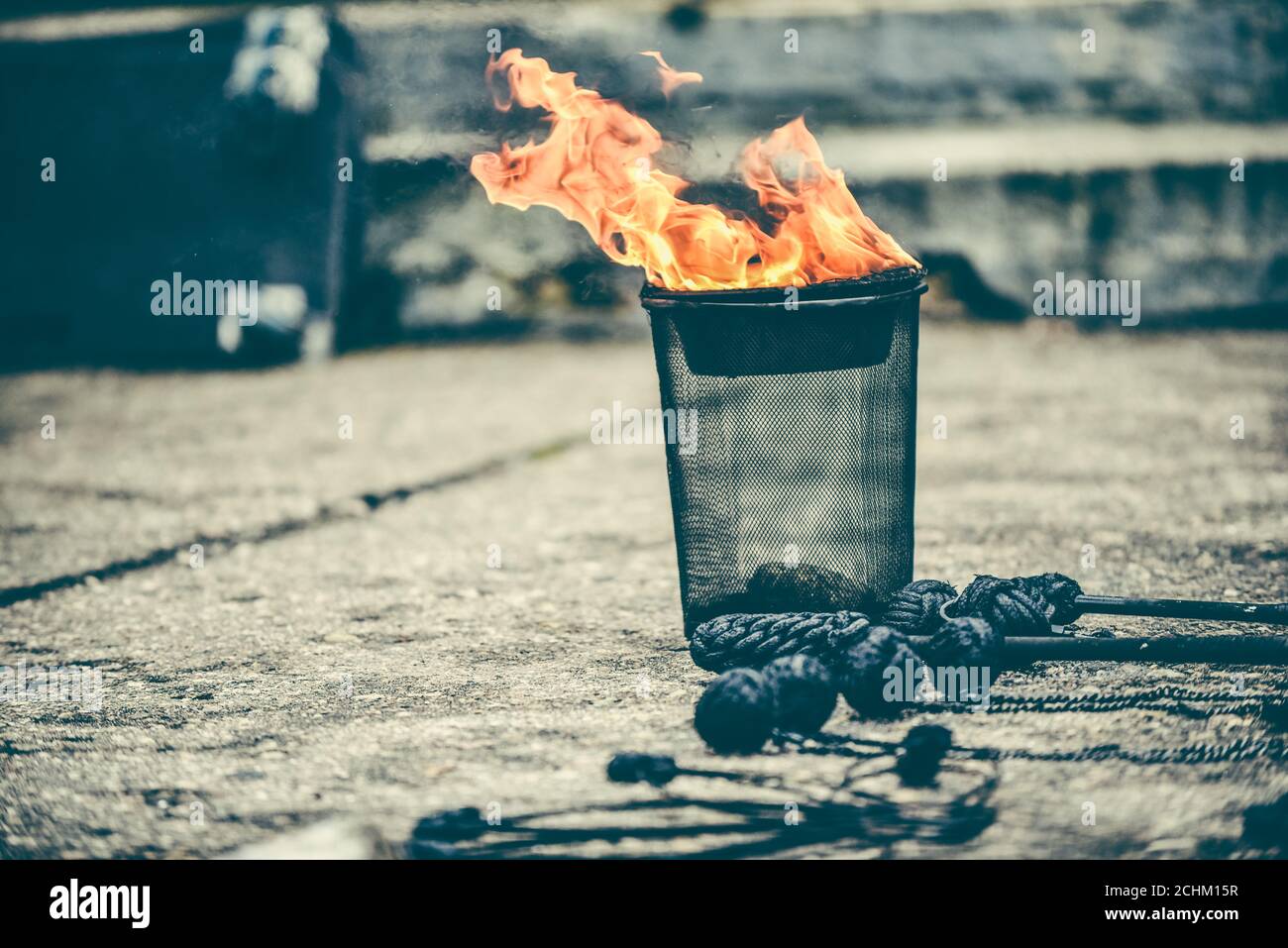 Fire show accessories. Vintage process Stock Photo - Alamy