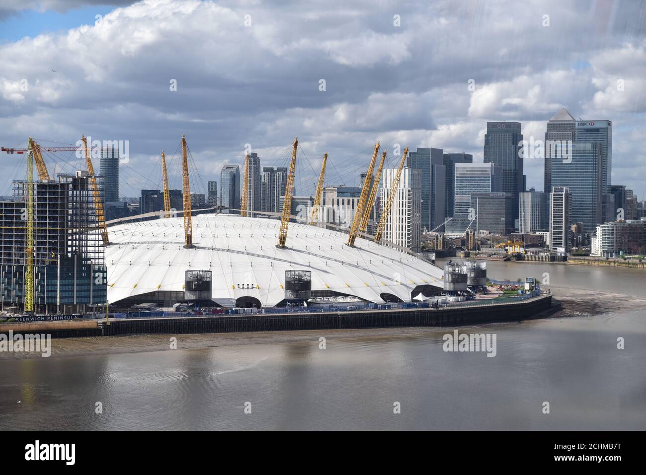 The O2 Arena in London from across the River Thames. London, UK - April ...