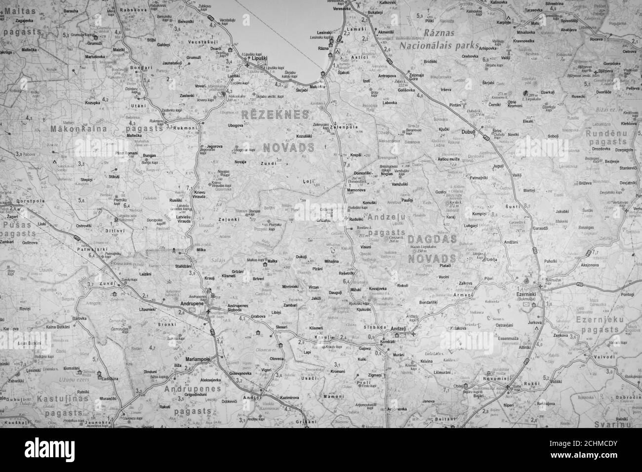 Rezekne, Latvia on a map background. Latgalian region map. Vintage ...