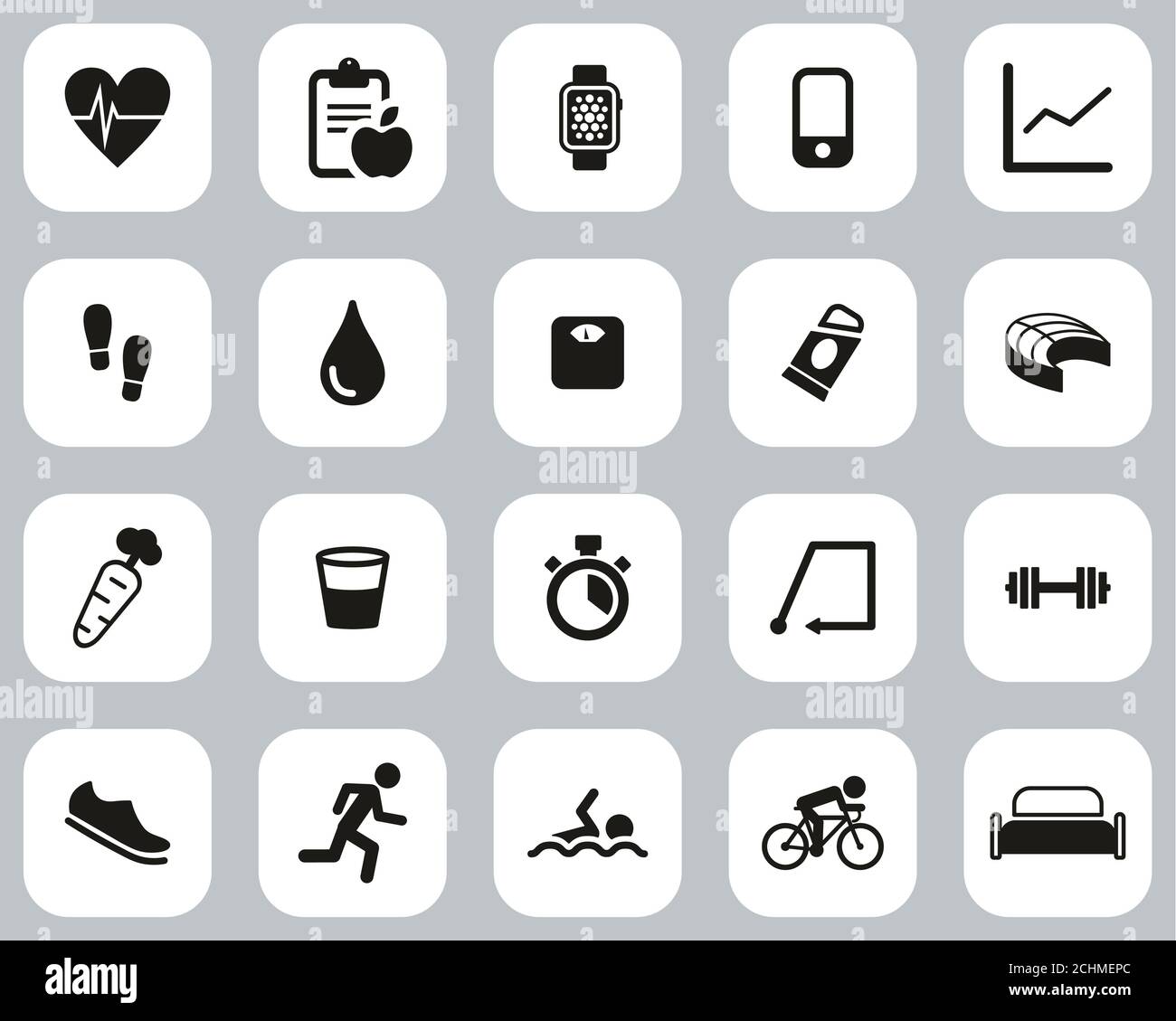 Activity Tracker Icons Black & White Flat Design Set Big Stock Photo - Alamy