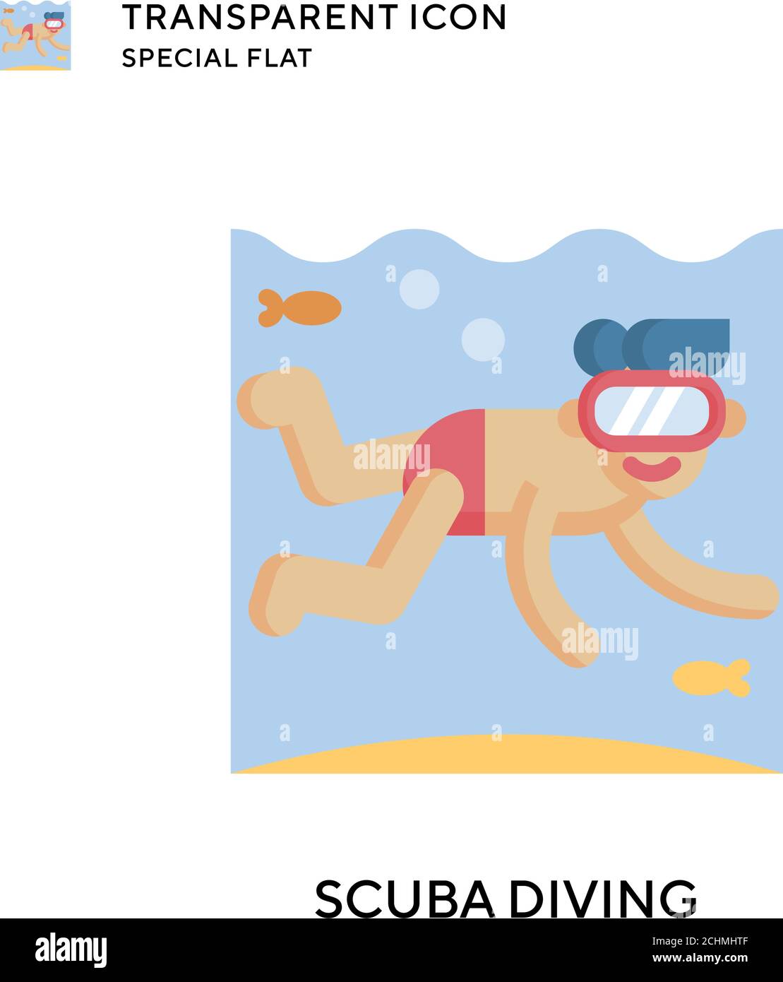 Scuba diving vector icon. Flat style illustration. EPS 10 vector Stock ...