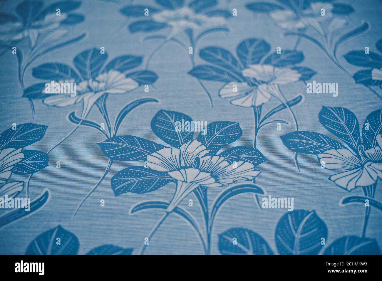 Vintage wallpaper with blue floral victorian pattern, toned image Stock ...