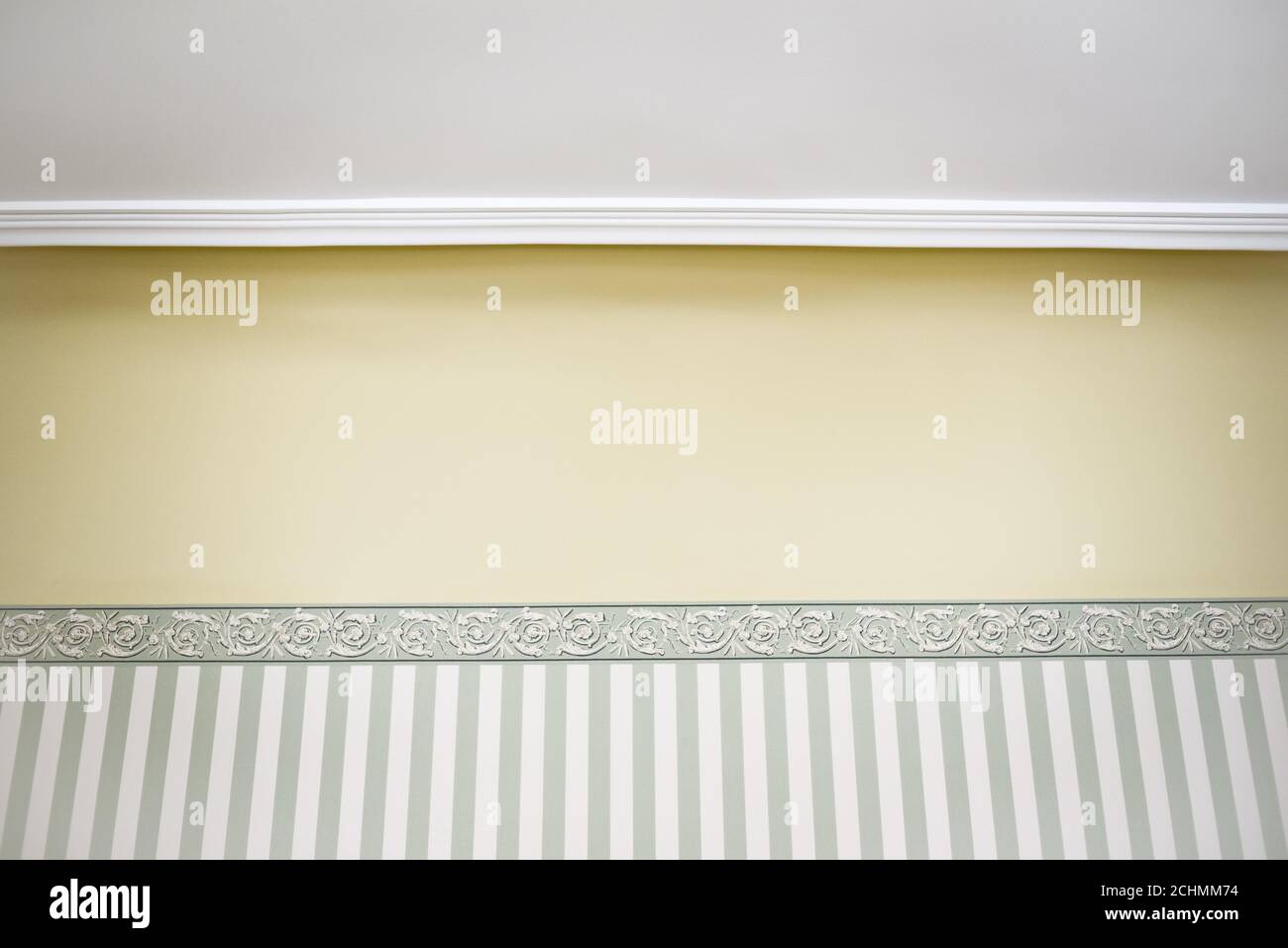 white ceiling with decorative and tension element. Smooth lines and ...