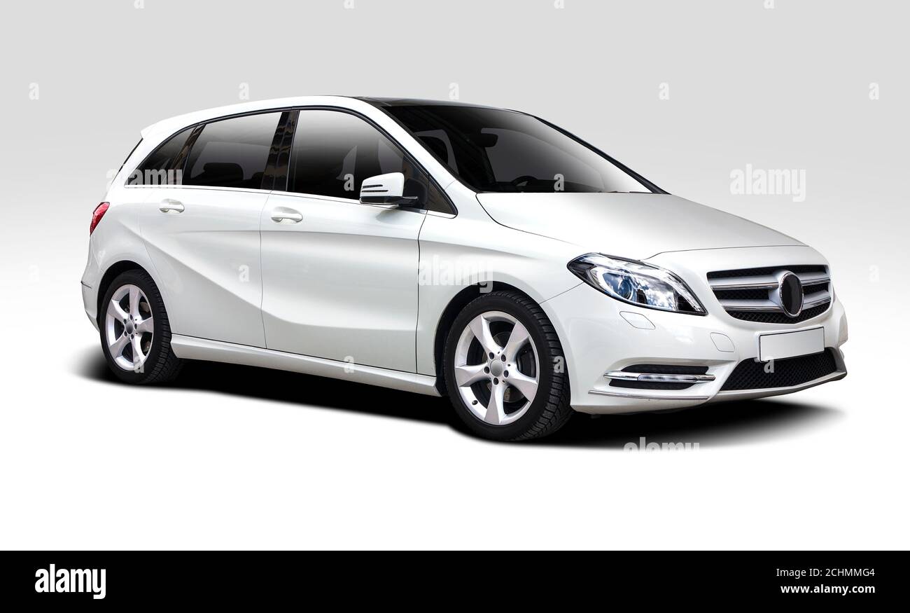 German compact car side view isolated on white Stock Photo - Alamy