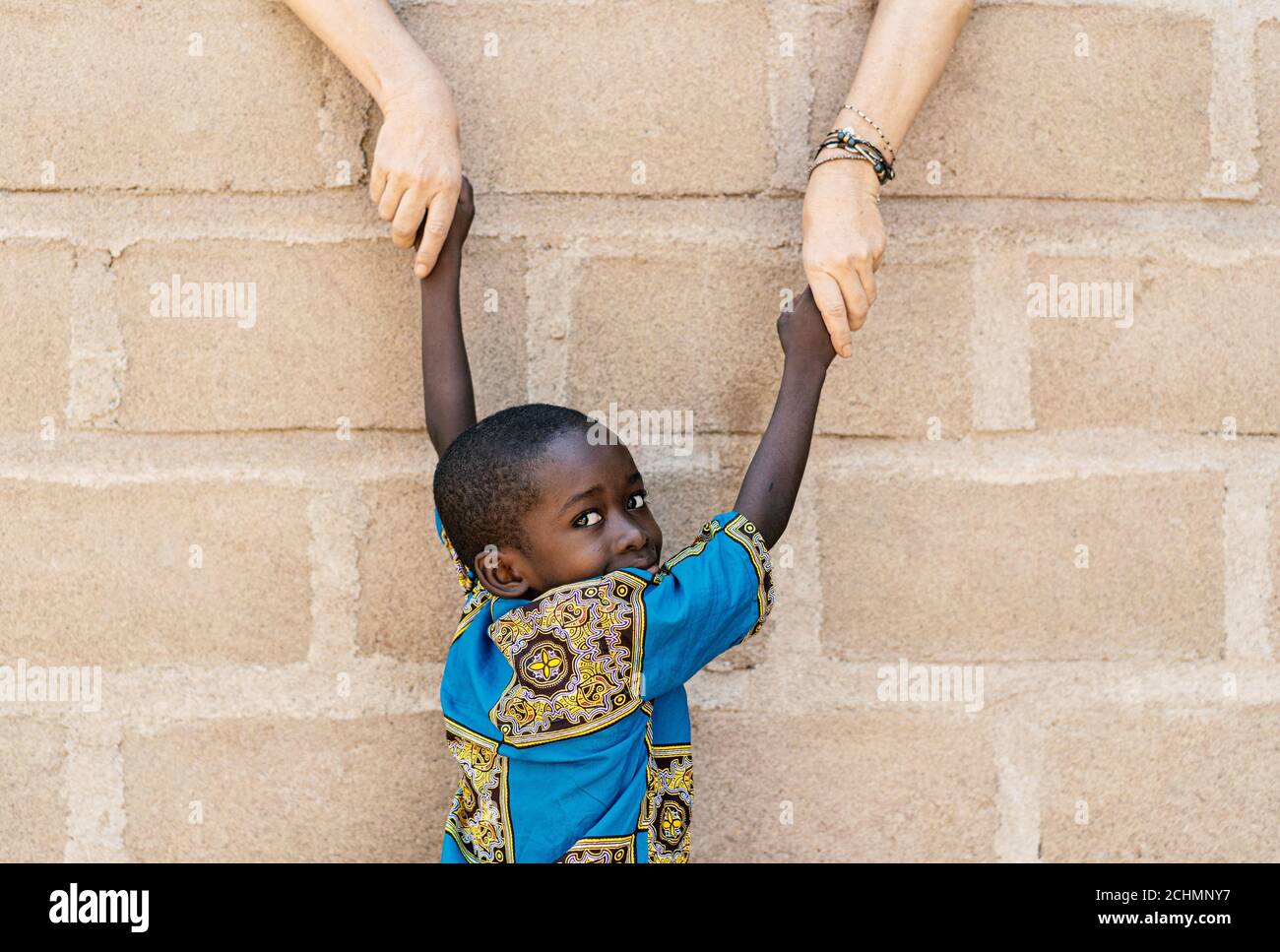 Handsome African Black Boy Holding Hands with White Caucasian Woman ...