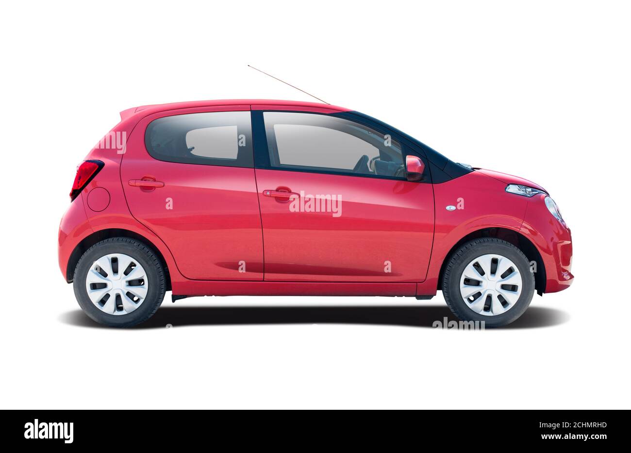 Small city car side view isolated on white Stock Photo - Alamy