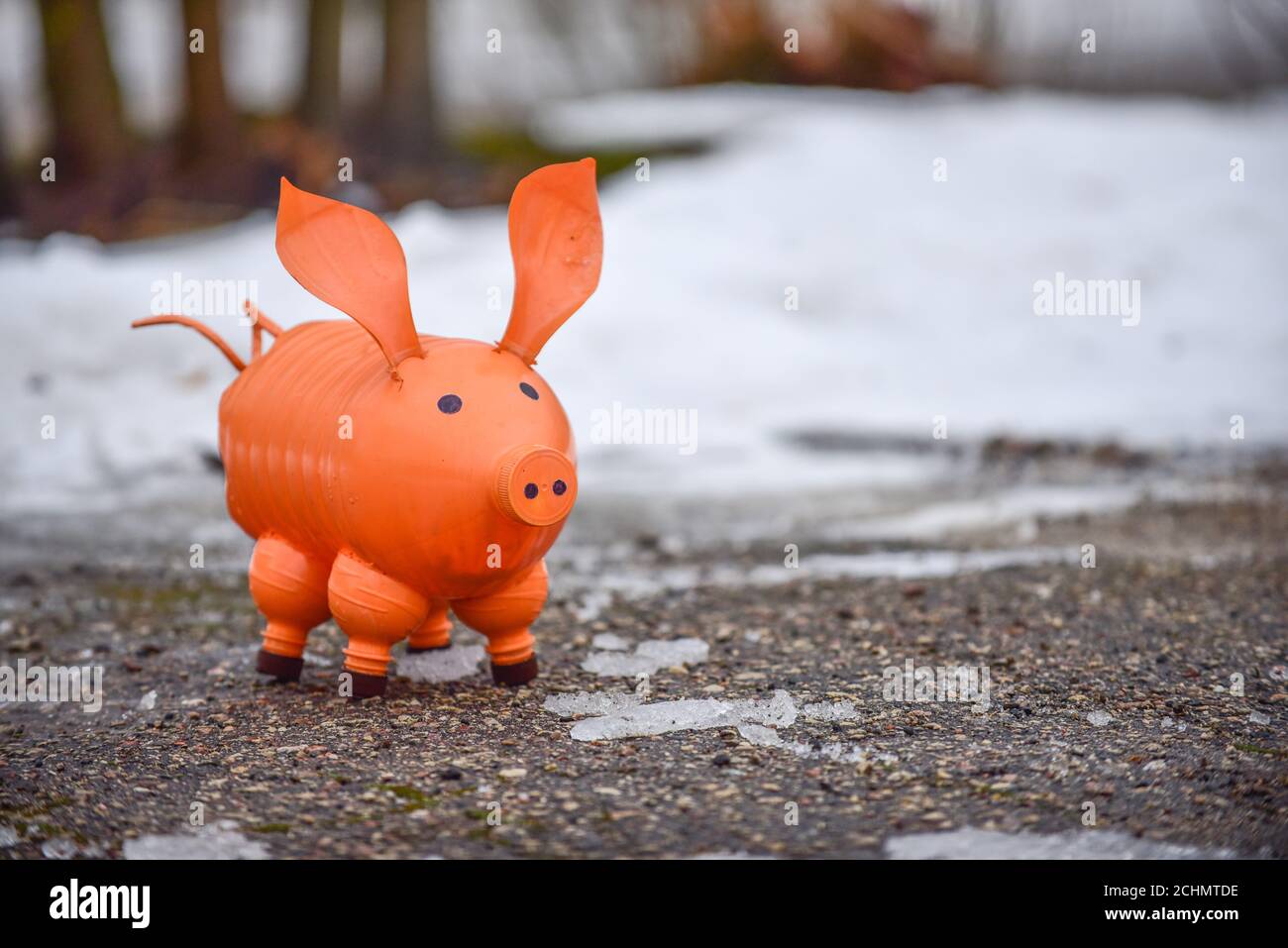Pig from a plastic bottles. concept: waste management Stock Photo - Alamy