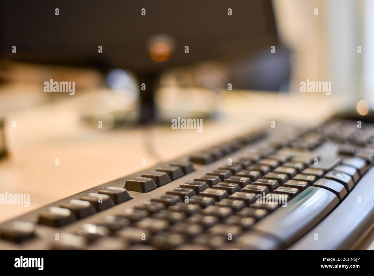 blur image keyboard computer on the table Stock Photo - Alamy