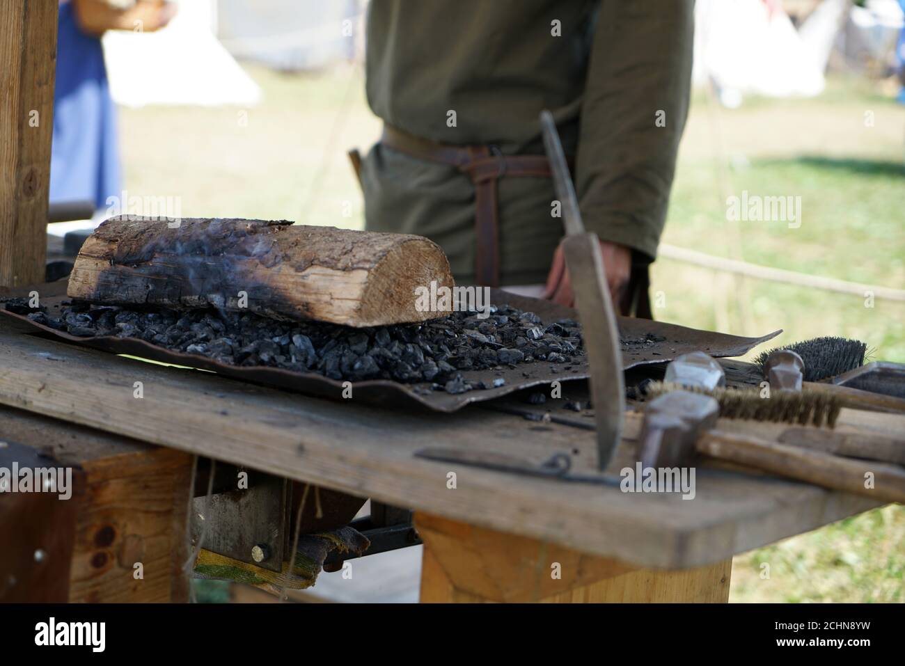 Blacksmith at work in the workshop Stock Photo - Alamy