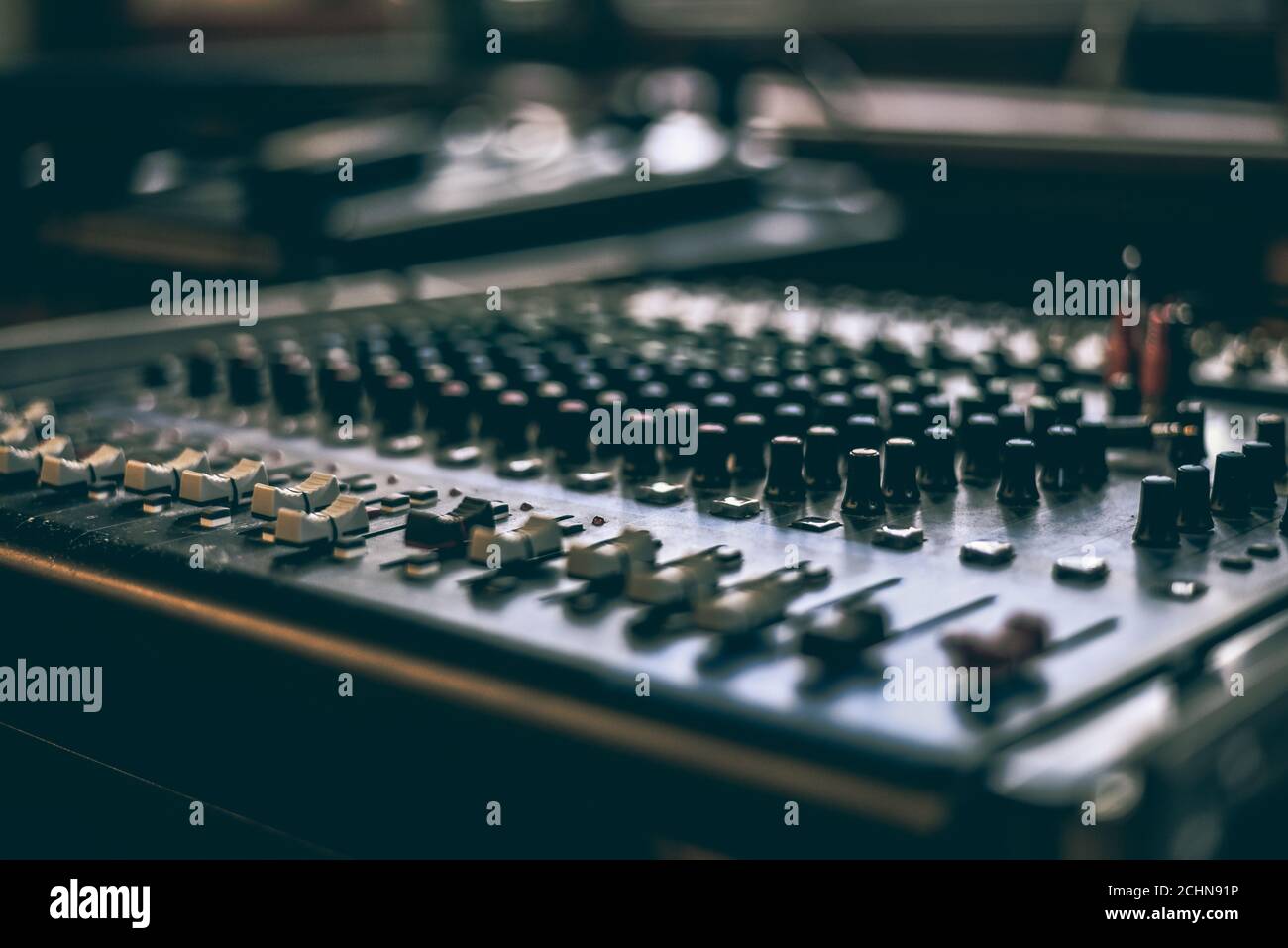 Mixing console is a working tool for a sound engineer at concerts and ...