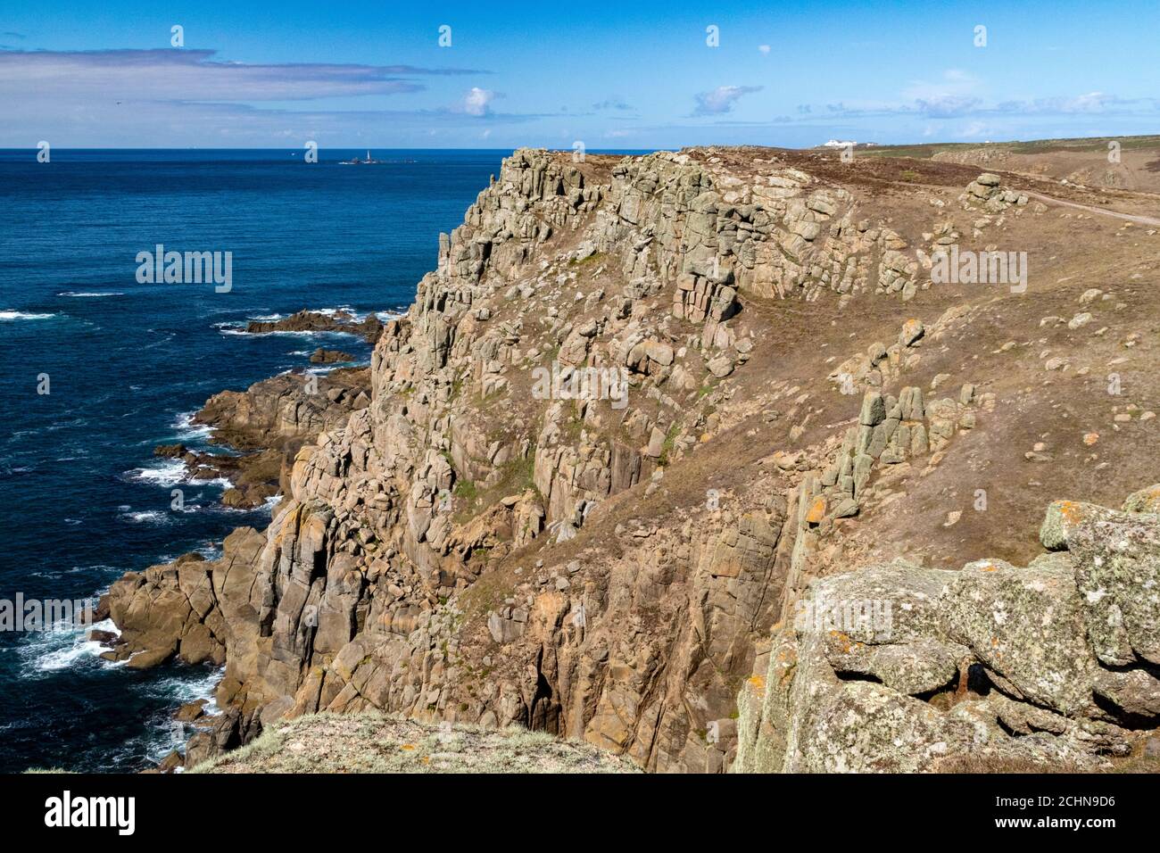 Granite Cliff View of the Cornish Coast and Atlantic Ocean Near Land’s ...