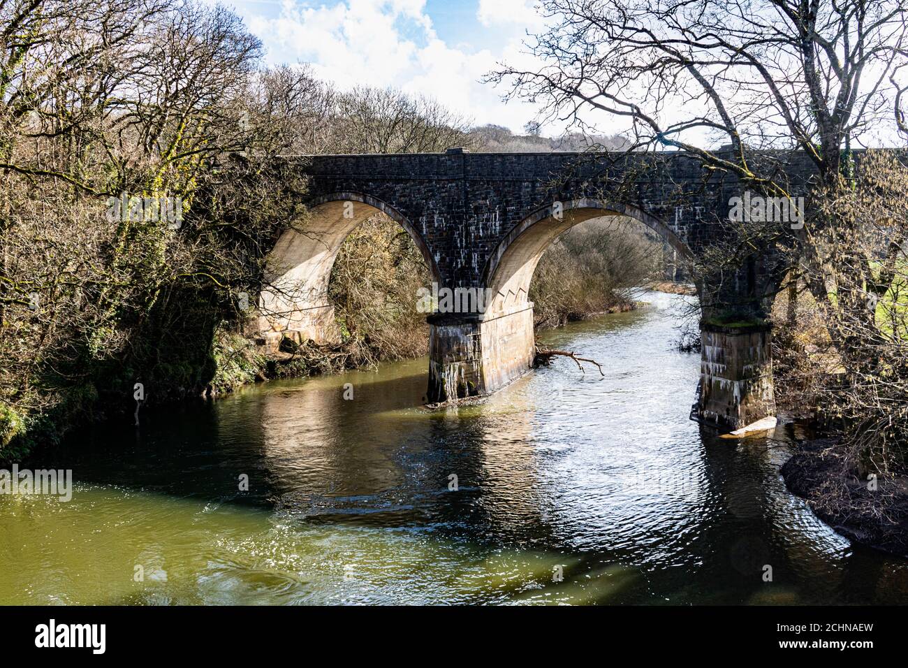 Detailed Winter View Looking Up the River Torridge, Through Rolle ...
