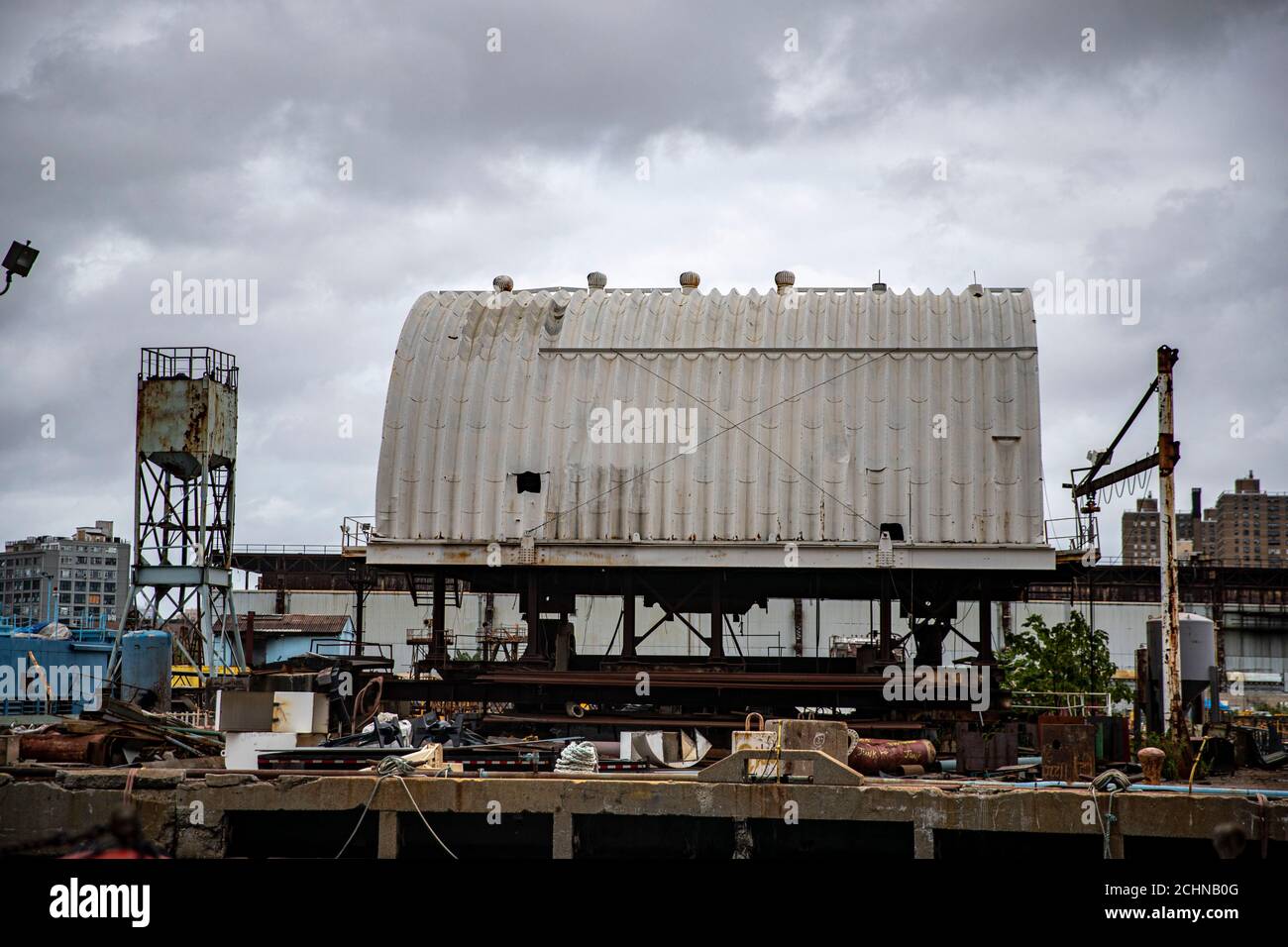 A dock and enclosure in the Brooklyn Navy Yard in New York City on ...
