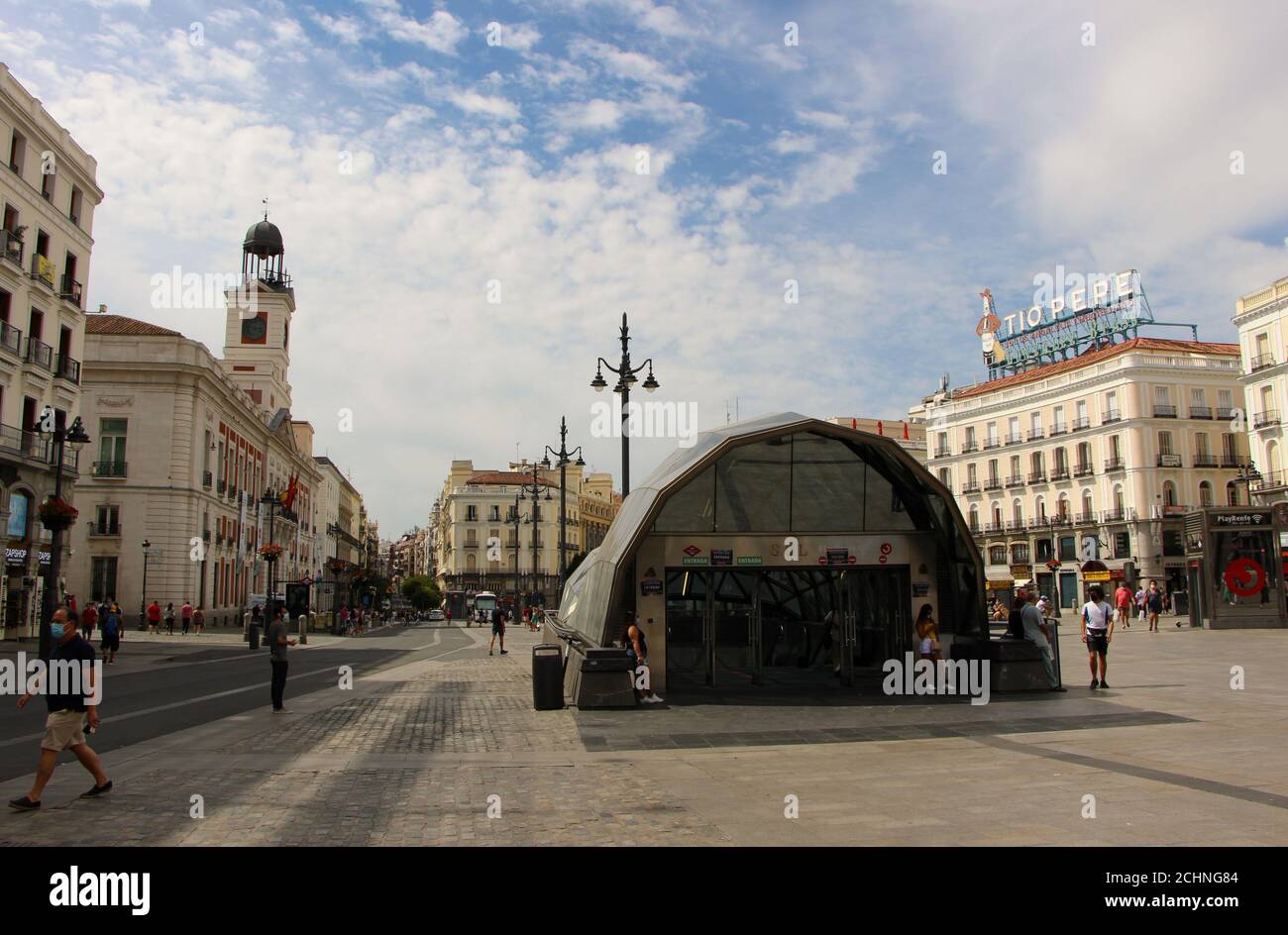 Entrance to Sol metro station Puerta del Sol in the city centre of ...