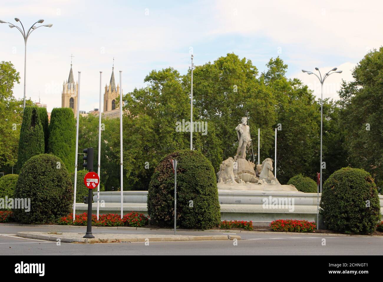 Neptune Fountain in the Plaza de Neptuno Madrid Spain Stock Photo - Alamy