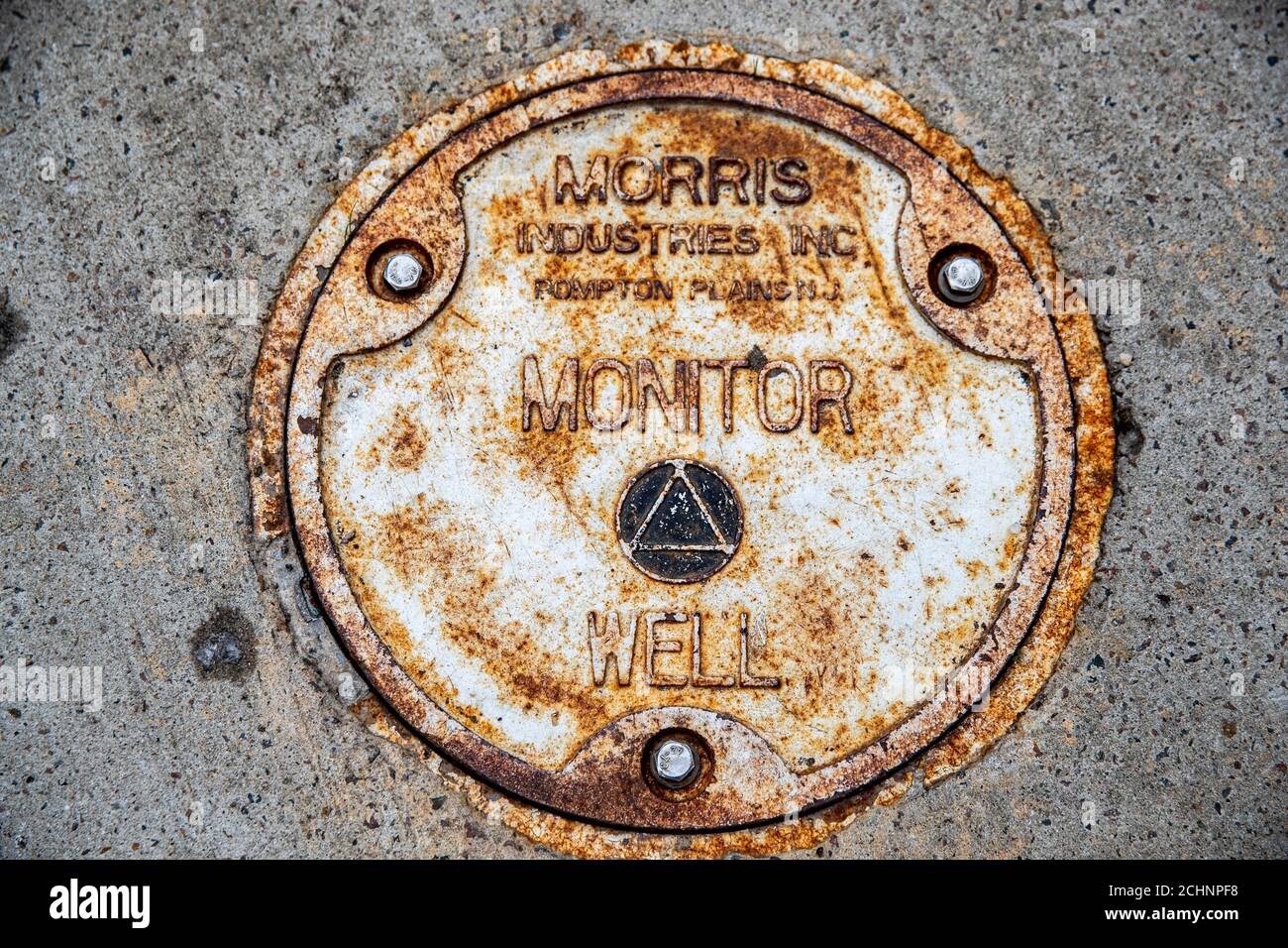 A water cap on the sidewalk on the streets of Brooklyn, New York on ...
