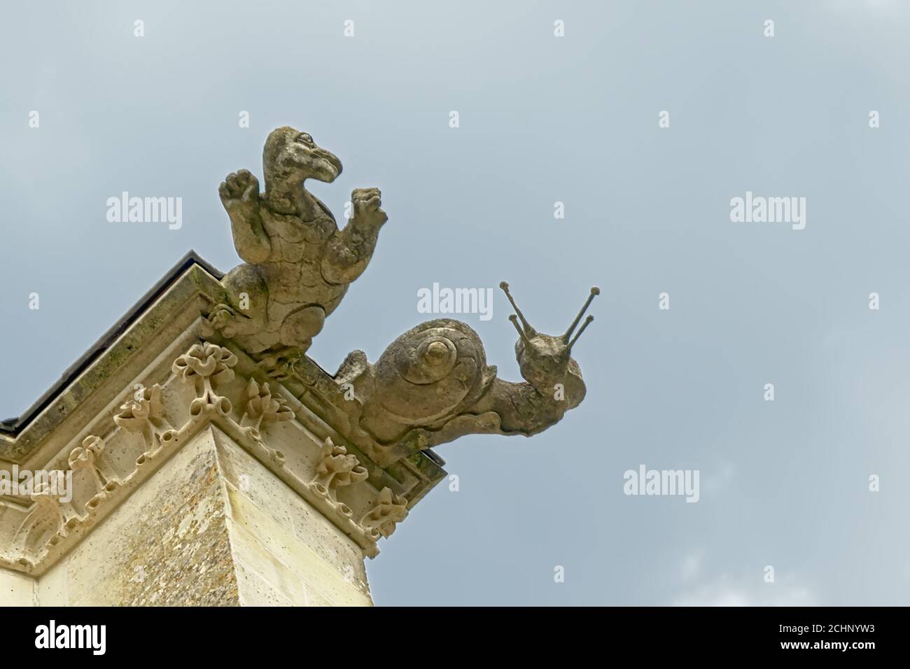 Gargoyles in fantasy animal shapes, detail of the chapel of the abbey ...