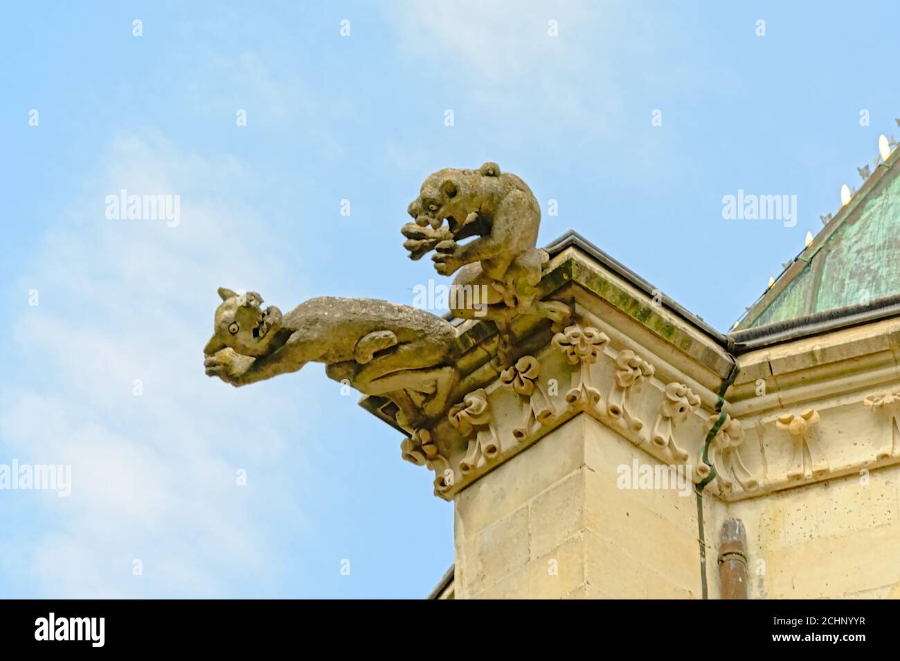 Gargoyles in fantasy animal shapes, detail of the chapel of the abbey ...
