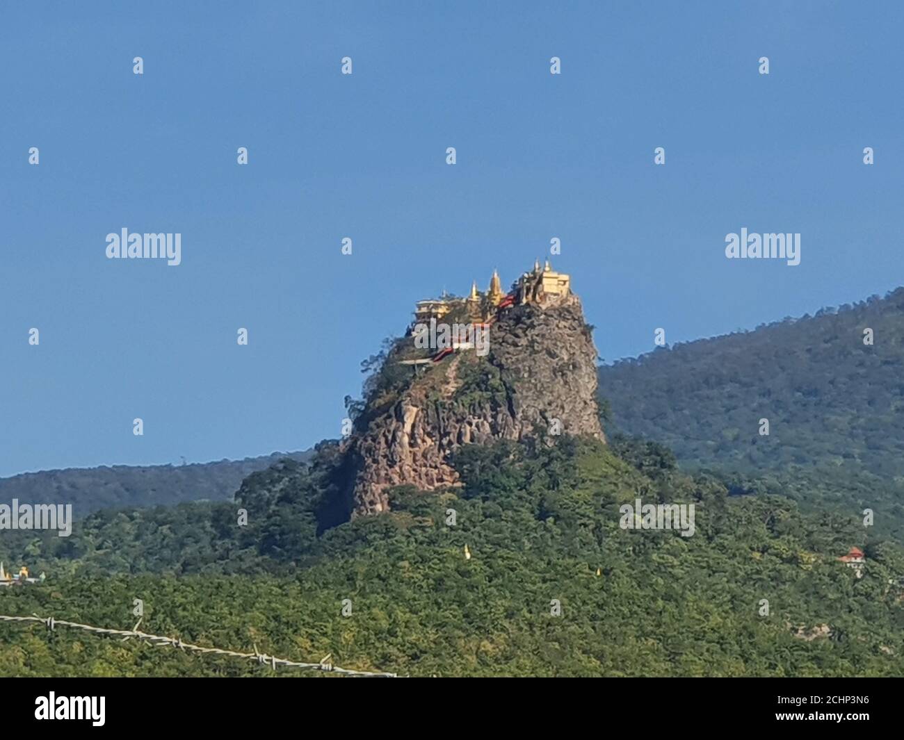 Low angle shot of Mount Popa in Myanmar Stock Photo - Alamy