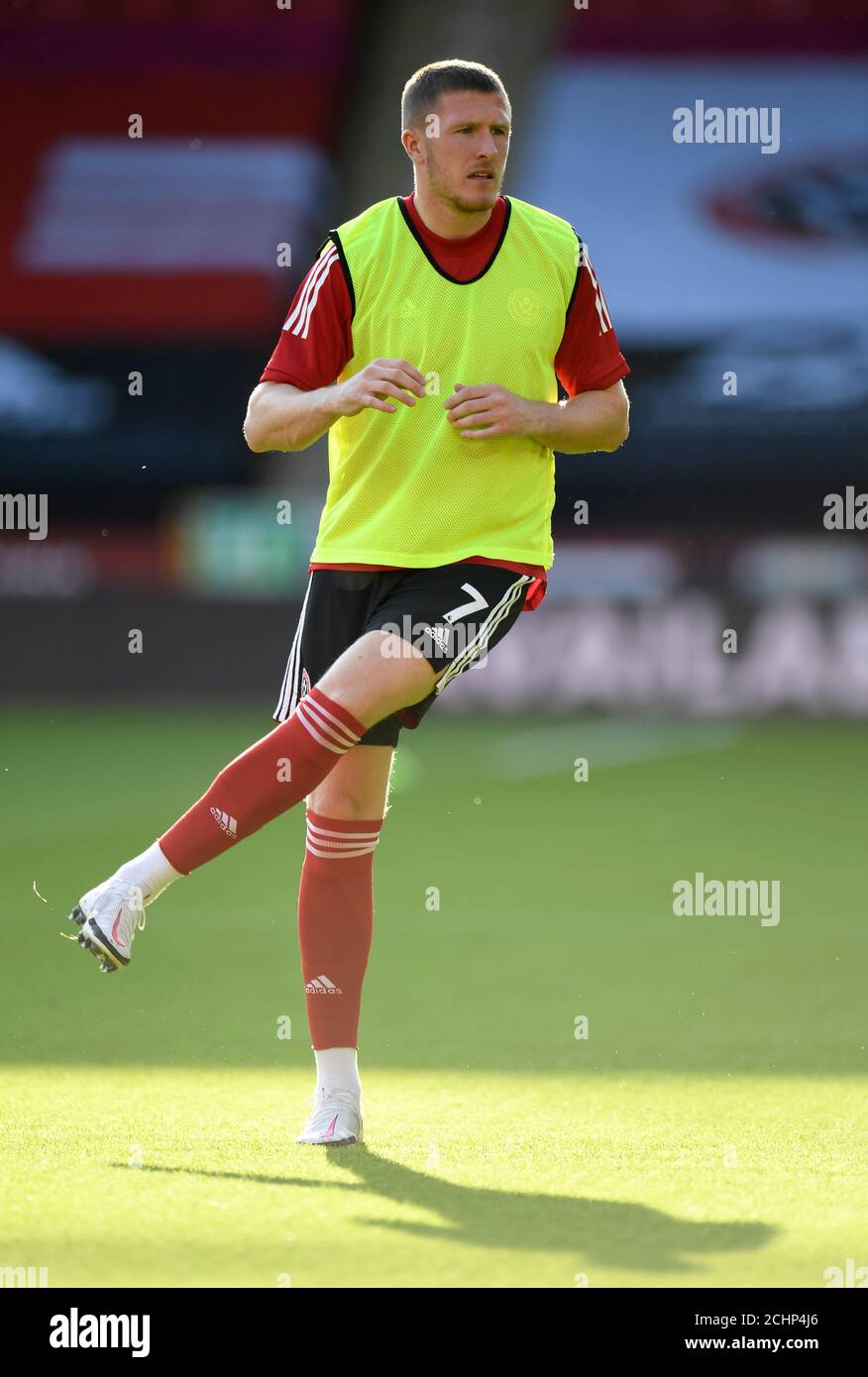 Sheffield United's John Lundstram warming up before the Premier League ...