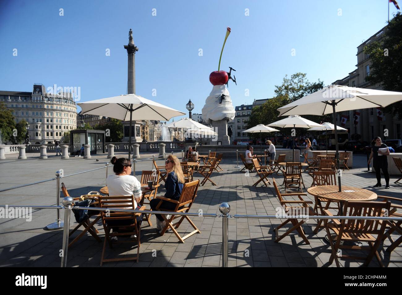 London, UK. 14th Sep, 2020. National Gallery cafe opens on Trafalgar ...