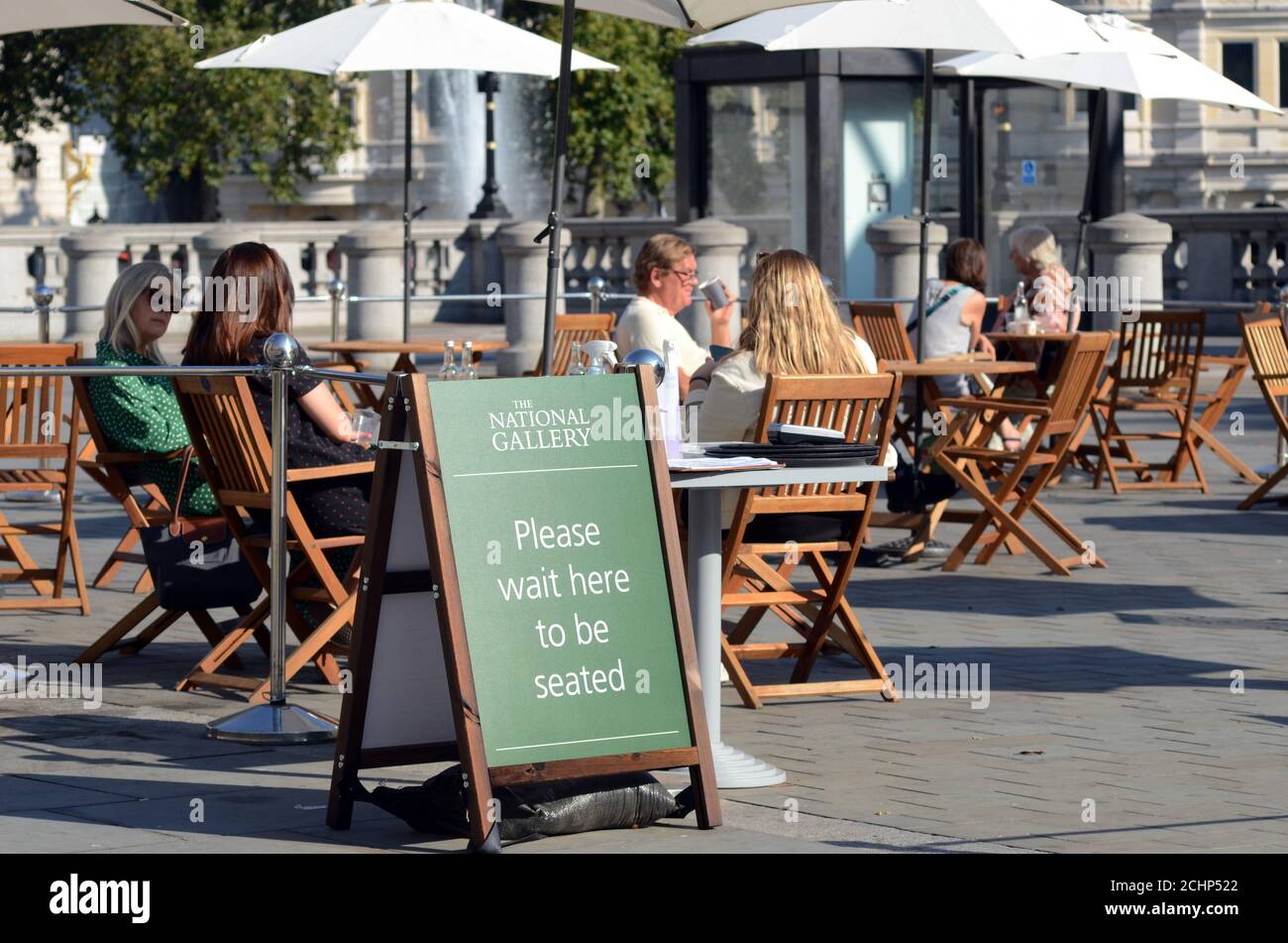 London, UK. 14th Sep, 2020. National Gallery cafe opens on Trafalgar ...