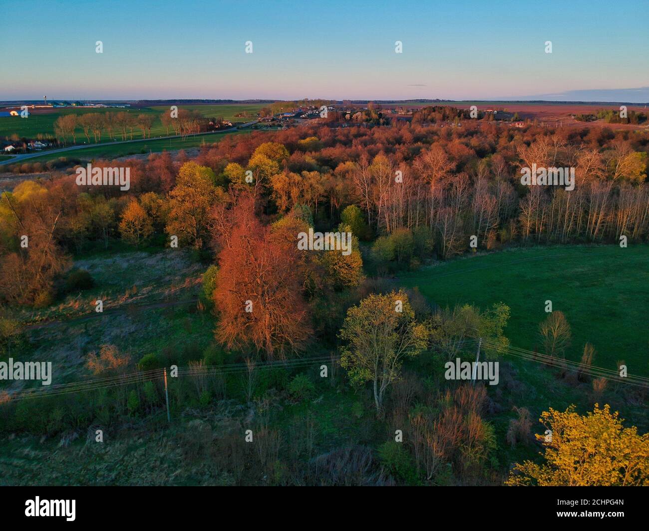 Aerial view of a rural area with beautiful greenery Stock Photo - Alamy