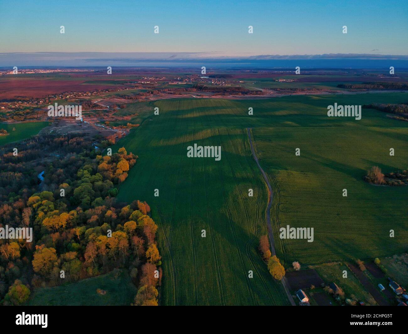 Aerial view of a rural area with beautiful greenery Stock Photo - Alamy