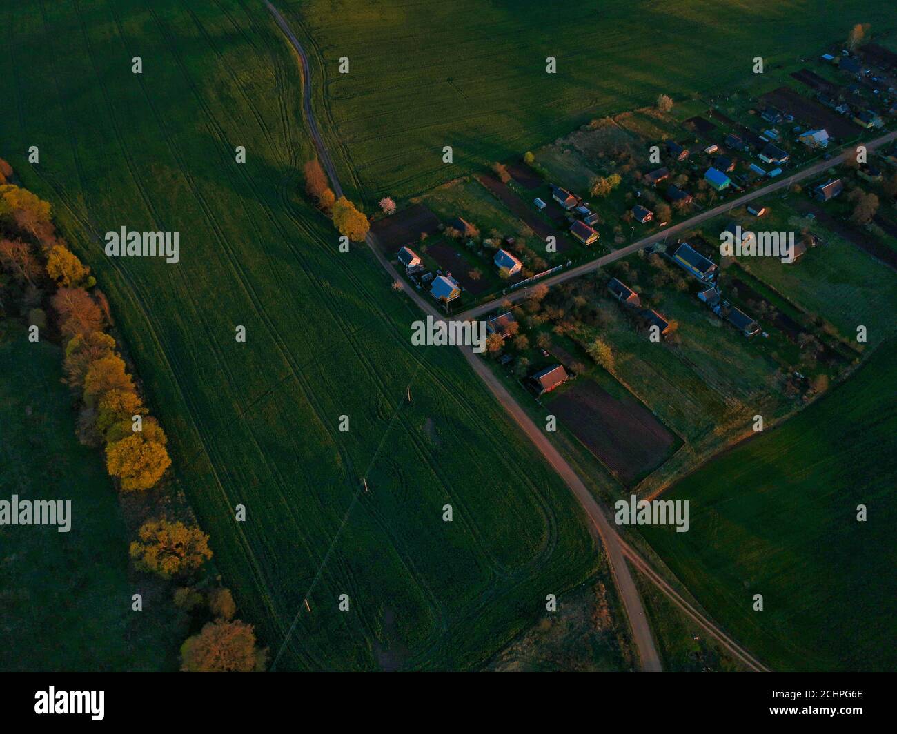 Aerial view of a rural area with beautiful greenery Stock Photo - Alamy