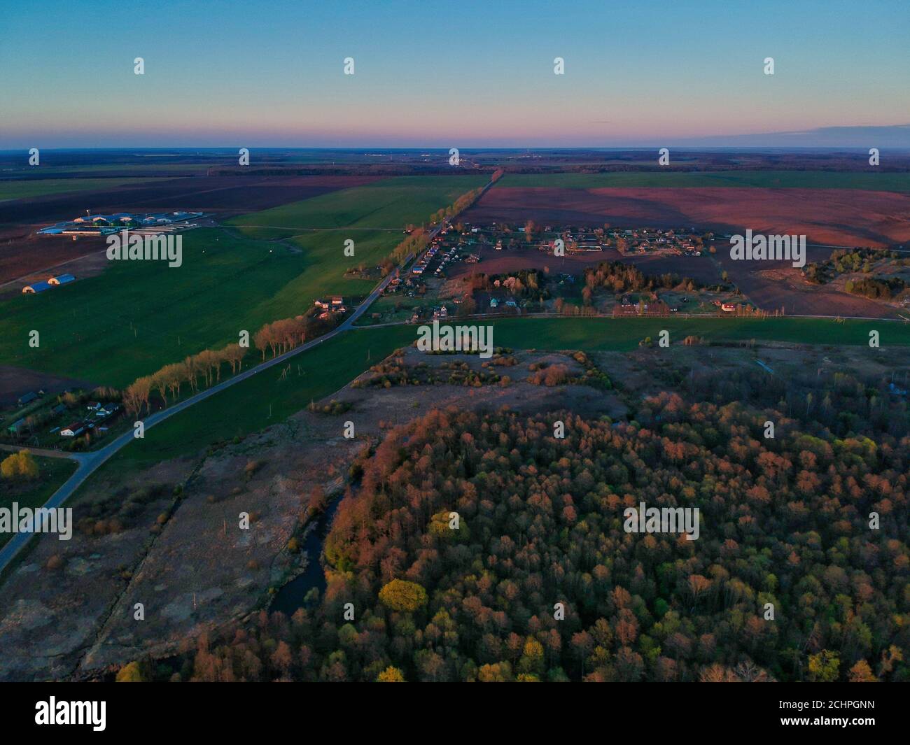Aerial view of a rural area with beautiful greenery Stock Photo - Alamy
