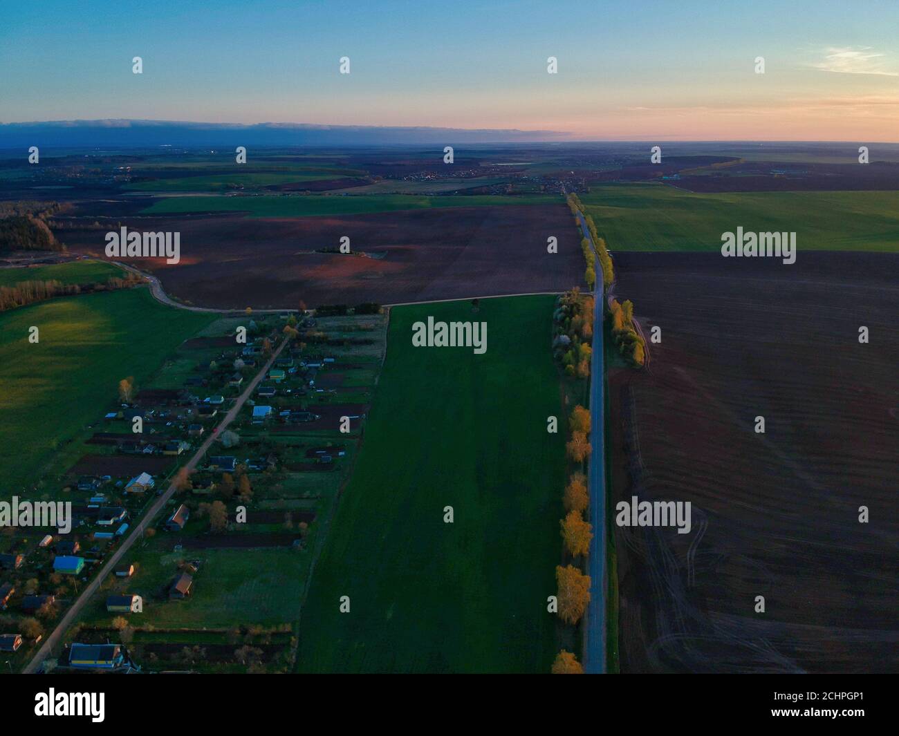 Aerial view of a rural area with beautiful greenery Stock Photo - Alamy
