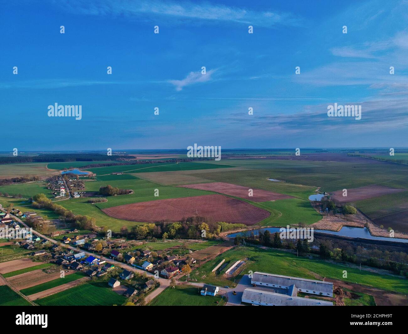 Aerial view of a rural area with beautiful greenery Stock Photo - Alamy