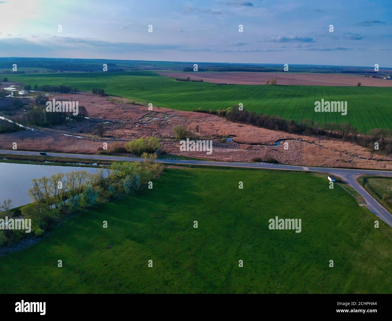 Aerial view of a rural area with beautiful greenery Stock Photo - Alamy