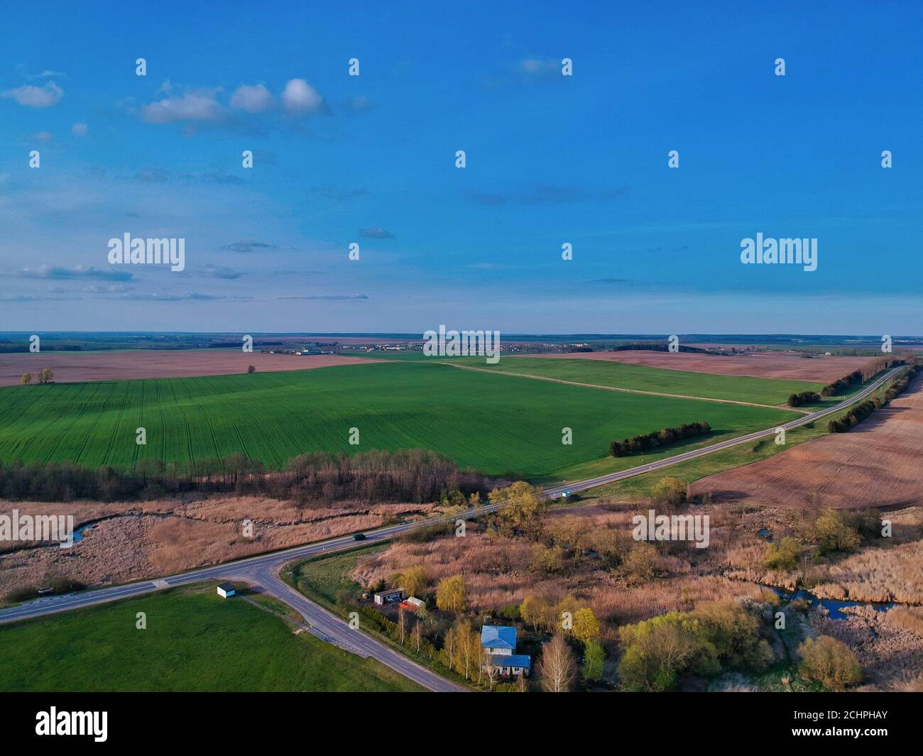 Aerial view of a rural area with beautiful greenery Stock Photo - Alamy