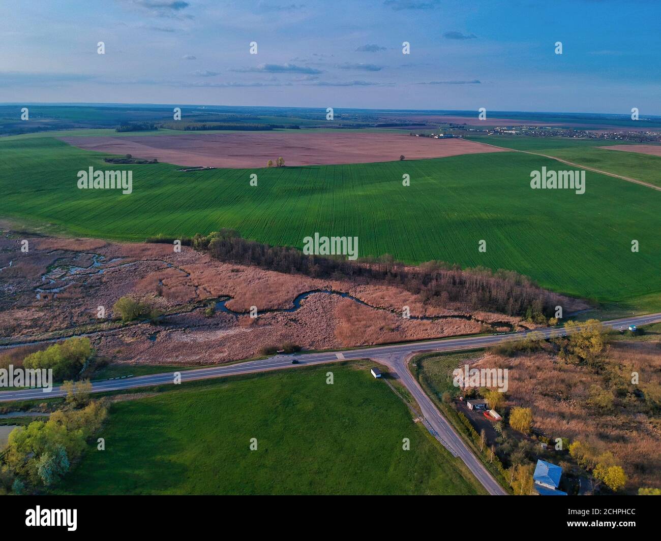 Aerial view of a rural area with beautiful greenery Stock Photo - Alamy