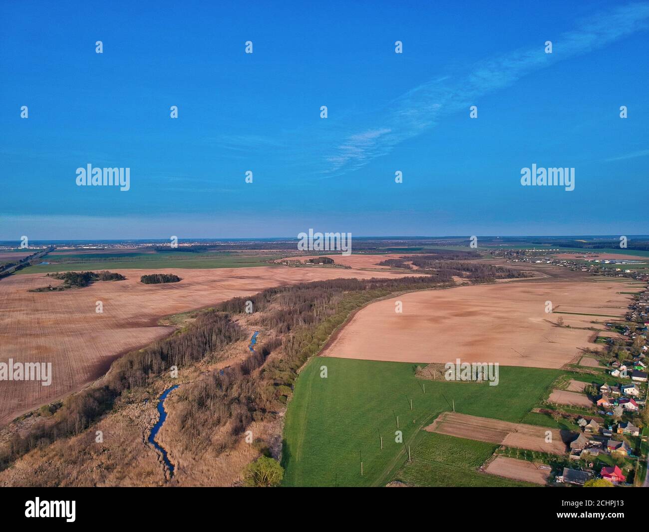 Aerial view of a rural area with beautiful greenery Stock Photo - Alamy