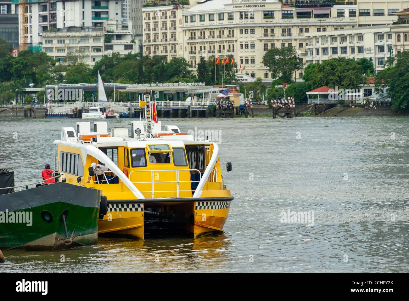 Ho Chi Minh city, Vietnam - 13 Sep 2020: Saigon water-bus on the Saigon ...