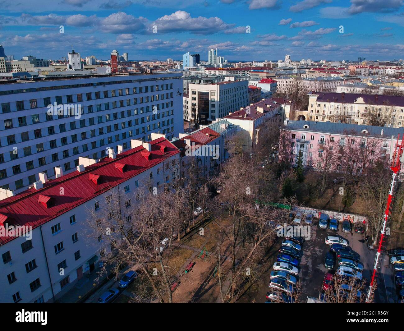 Aerial view of the beautiful cityscape of Minsk, Belarus Stock Photo ...