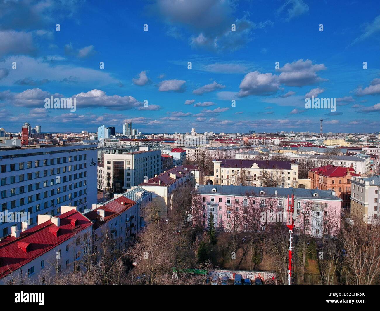 Aerial view of the beautiful cityscape of Minsk, Belarus Stock Photo ...