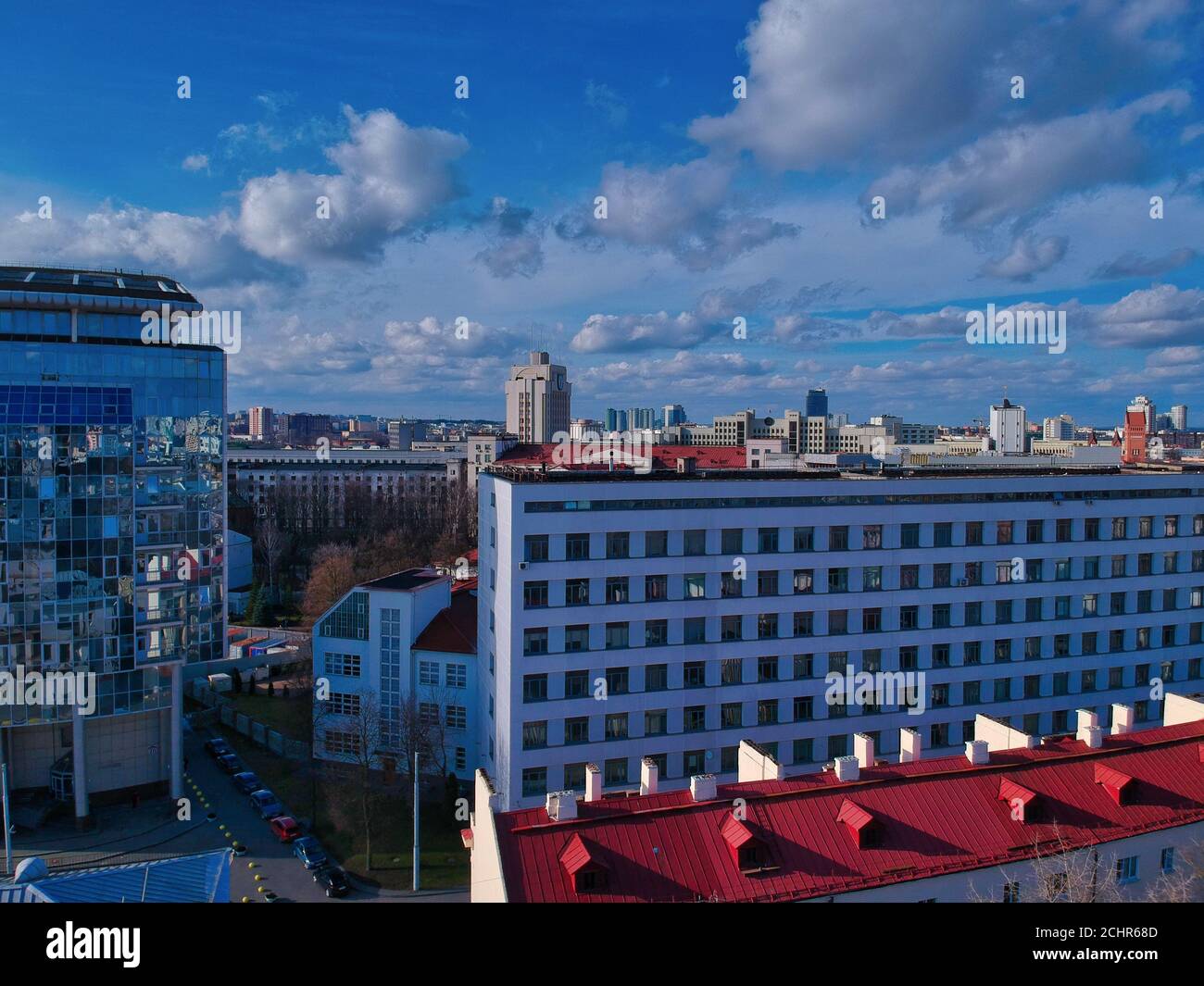 Aerial view of the beautiful cityscape of Minsk, Belarus Stock Photo ...
