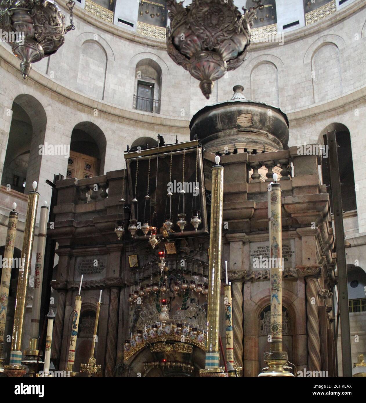 Ornate exterior of the Tomb of Christ in The Church of the Holy ...