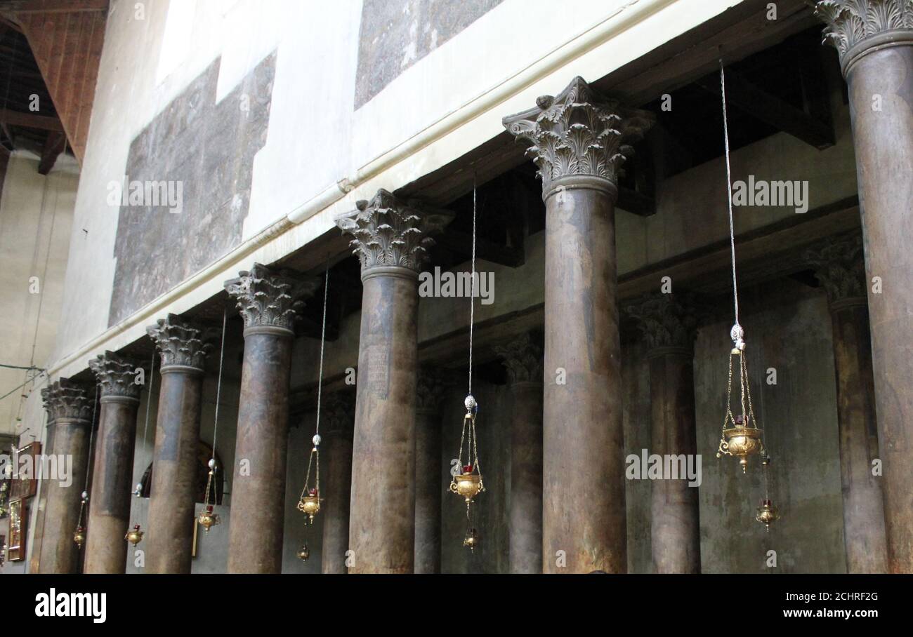 Interior Columns of The Church of The Nativity in Bethlehem Palestine ...