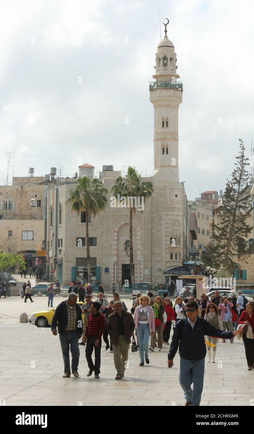 Church of the Nativity and Muslim Minaret in Bethlehem Palestine Stock ...