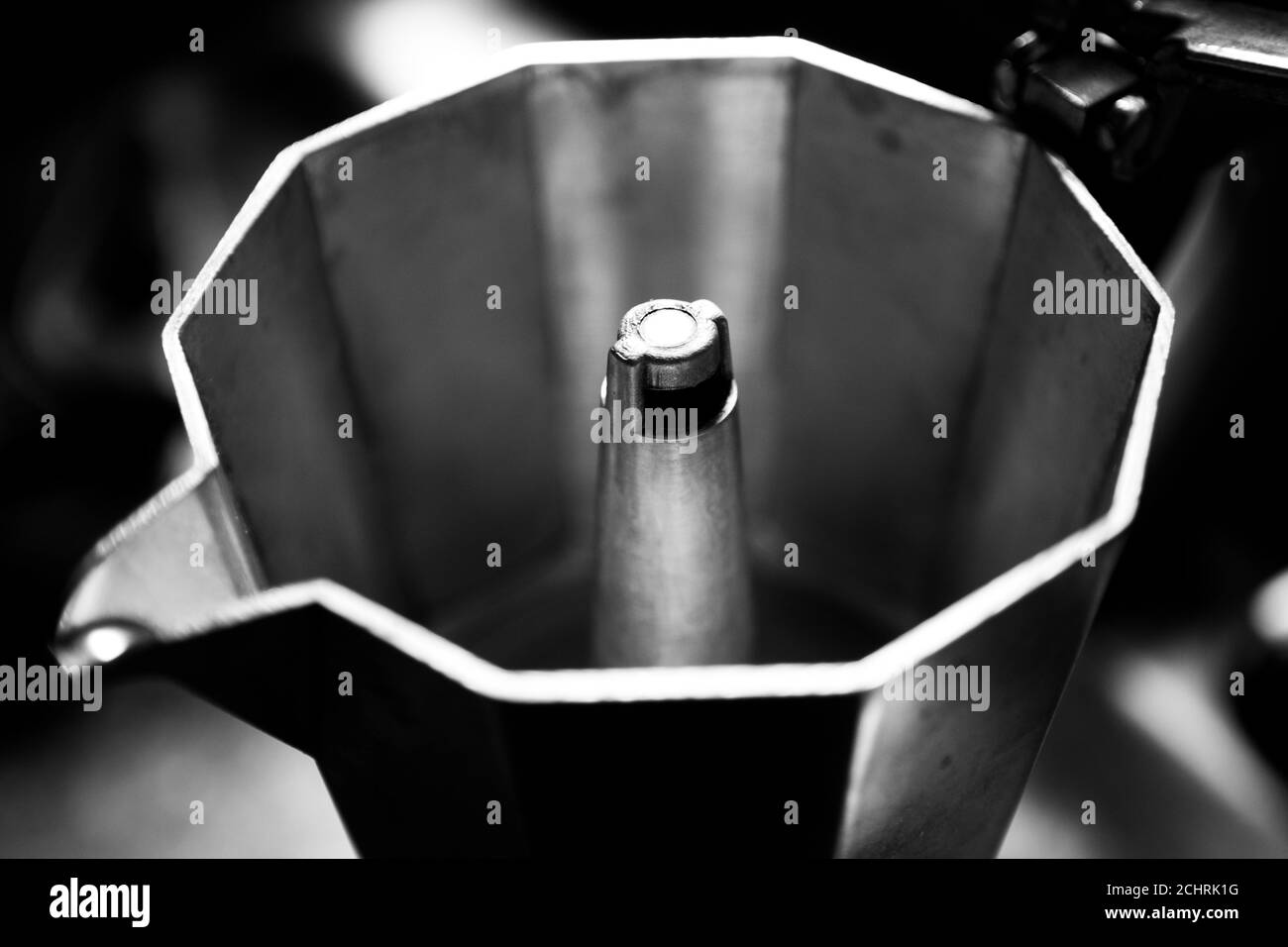 Grayscale shot of a traditional coffee maker Stock Photo - Alamy