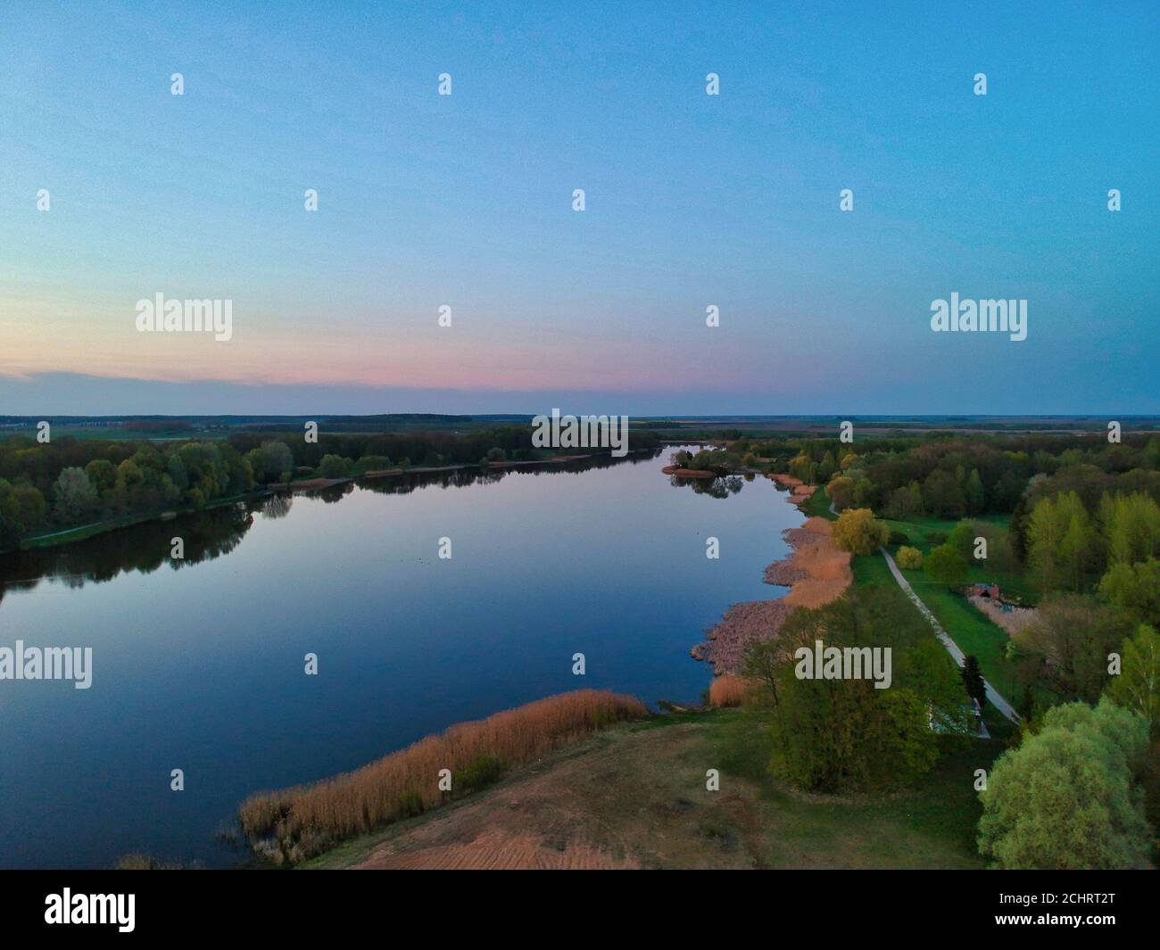 High angle shot of a lake and landscape Stock Photo - Alamy