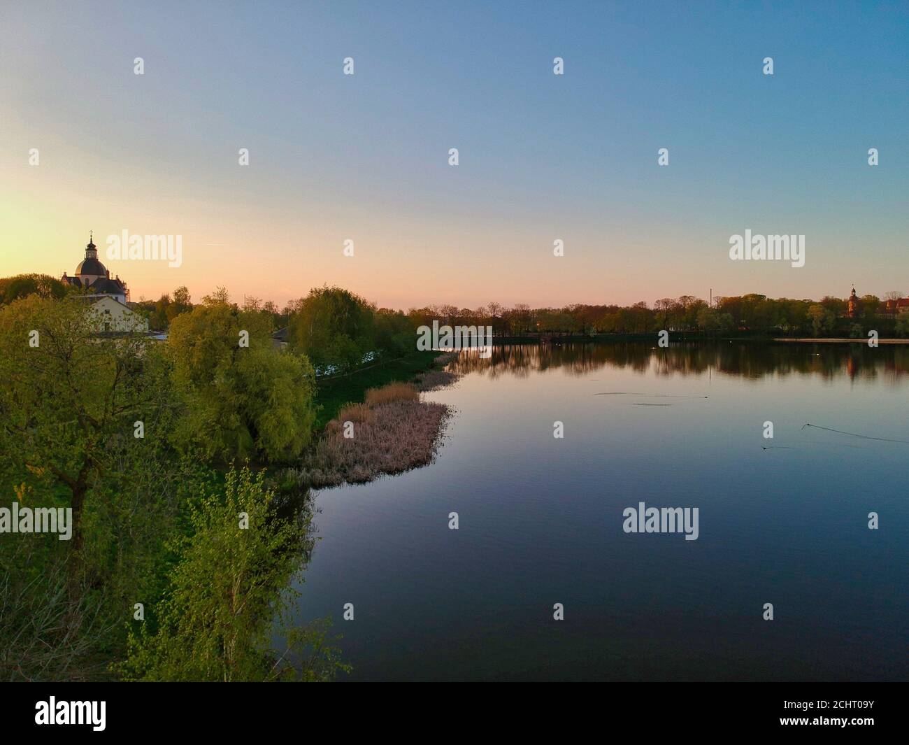 High angle shot of a lake and landscape Stock Photo - Alamy