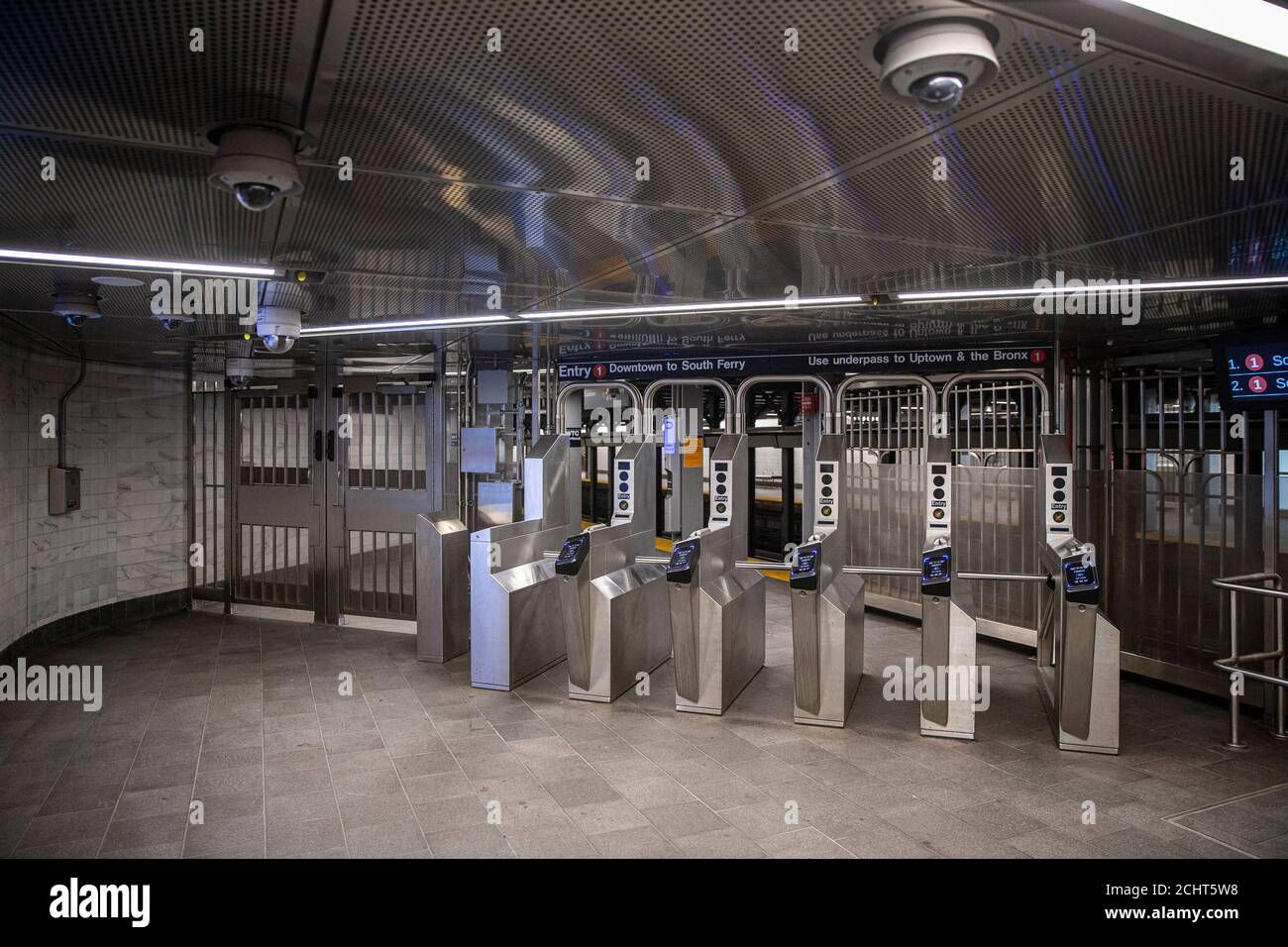 The downtown entrance of WTC Cortlandt Subway 1 train station that ...