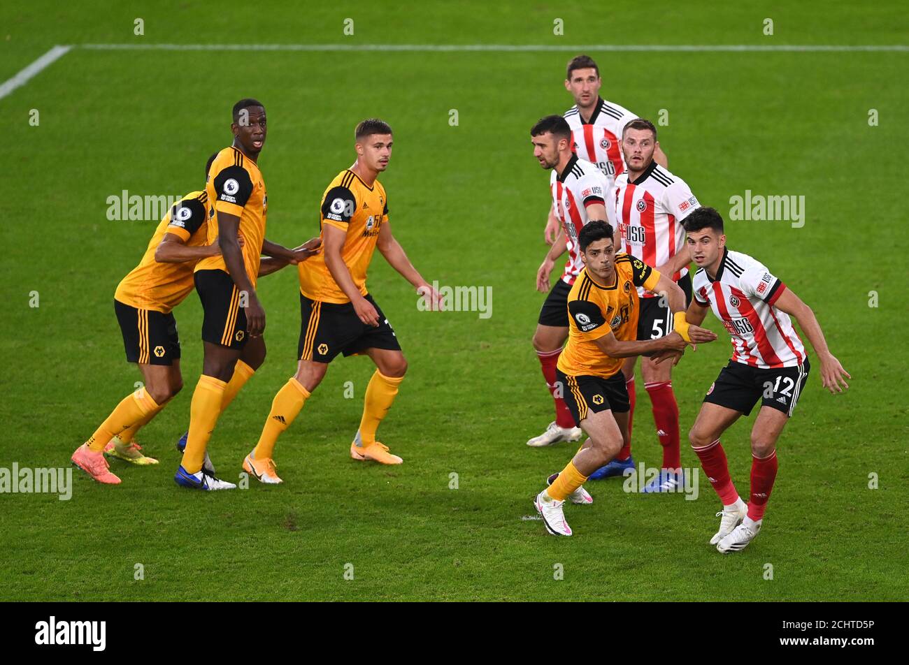 Wolverhampton Wanderers players and Sheffield United players line up in ...