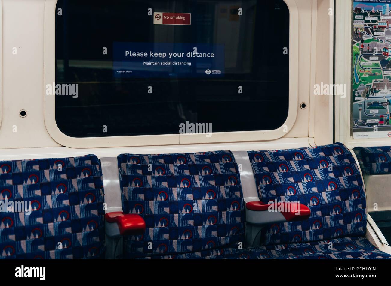 Empty Metropolitan tube train, London Stock Photo - Alamy